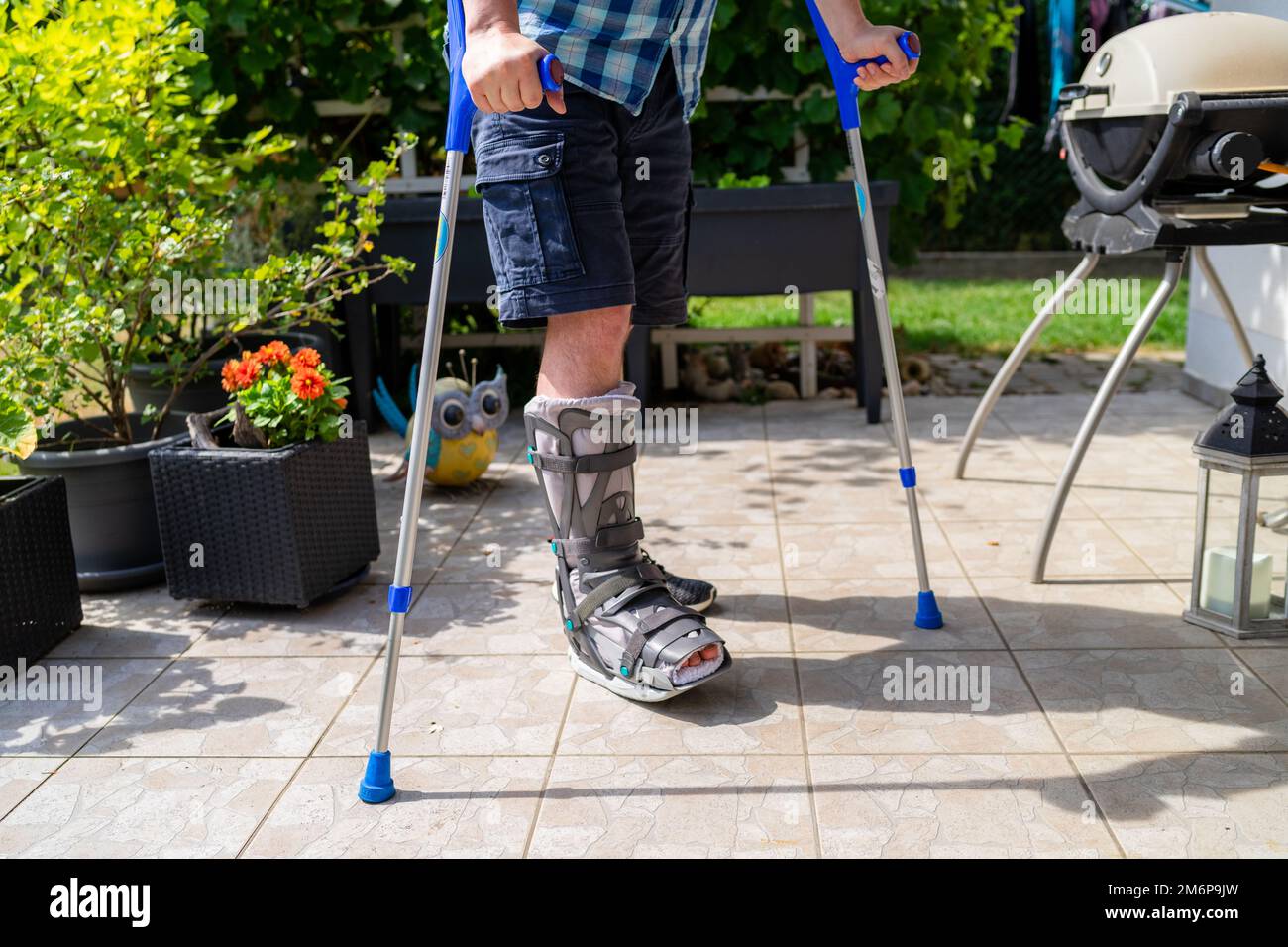 Broken Leg with Orthese and Crutches after Accident in Bavaria Germany ...