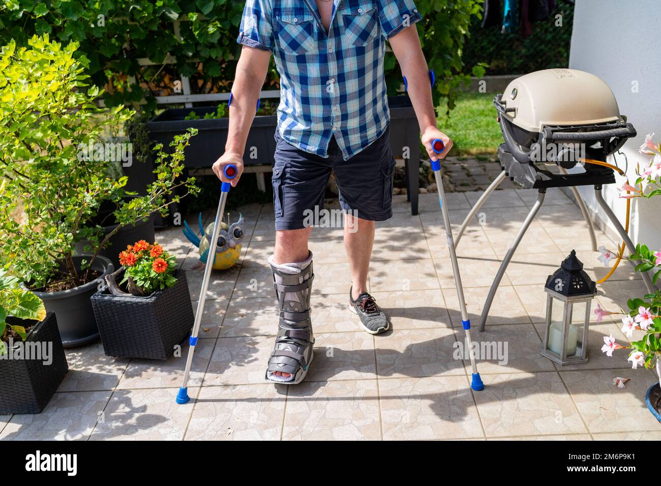 Broken Leg with Orthese and Crutches after Accident in Bavaria Germany ...