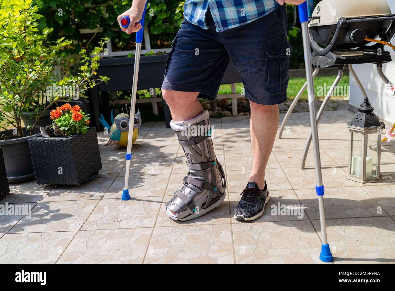 Broken Leg with Orthese and Crutches after Accident in Bavaria Germany ...