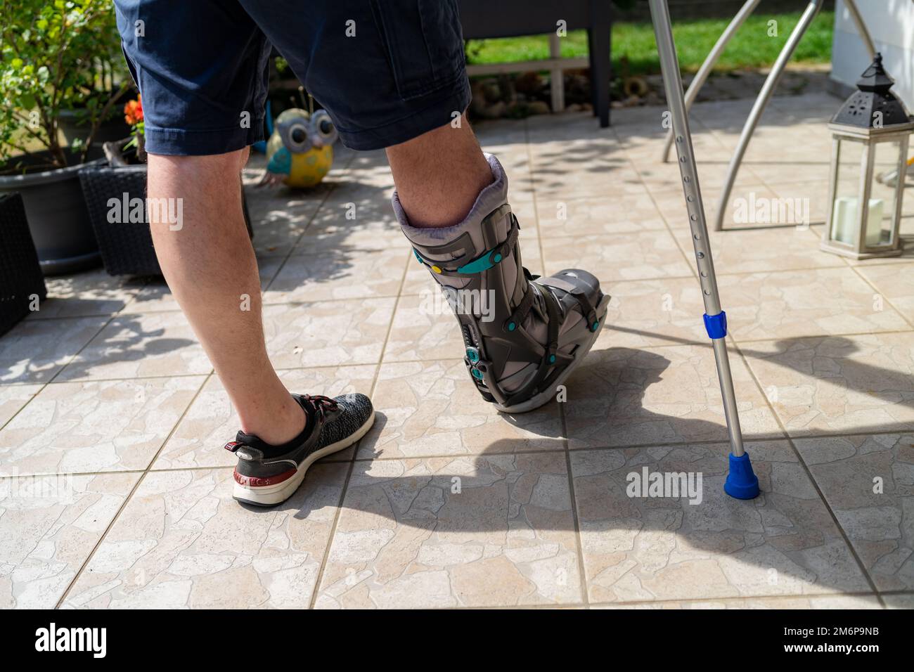 Broken Leg with Orthese and Crutches after Accident in Bavaria Germany ...