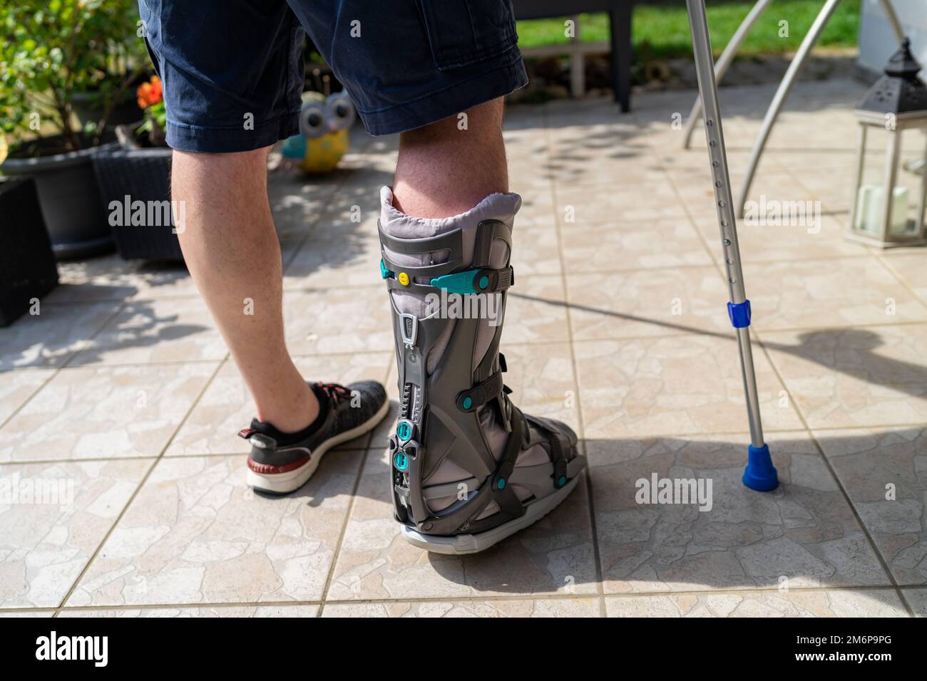 Broken Leg with Orthese and Crutches after Accident in Bavaria Germany ...