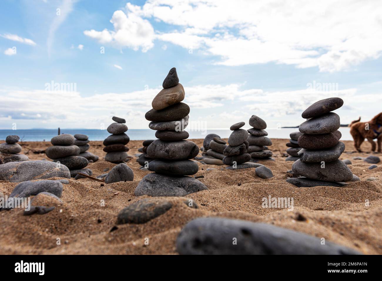 Rock Cairns, Amroth, Wales Cairns are man-made rock piles that are used ...