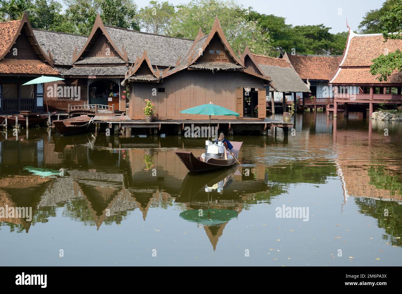 Floating Market, Ancient Siam park, Samut Prakan, Bangkok Stock Photo ...