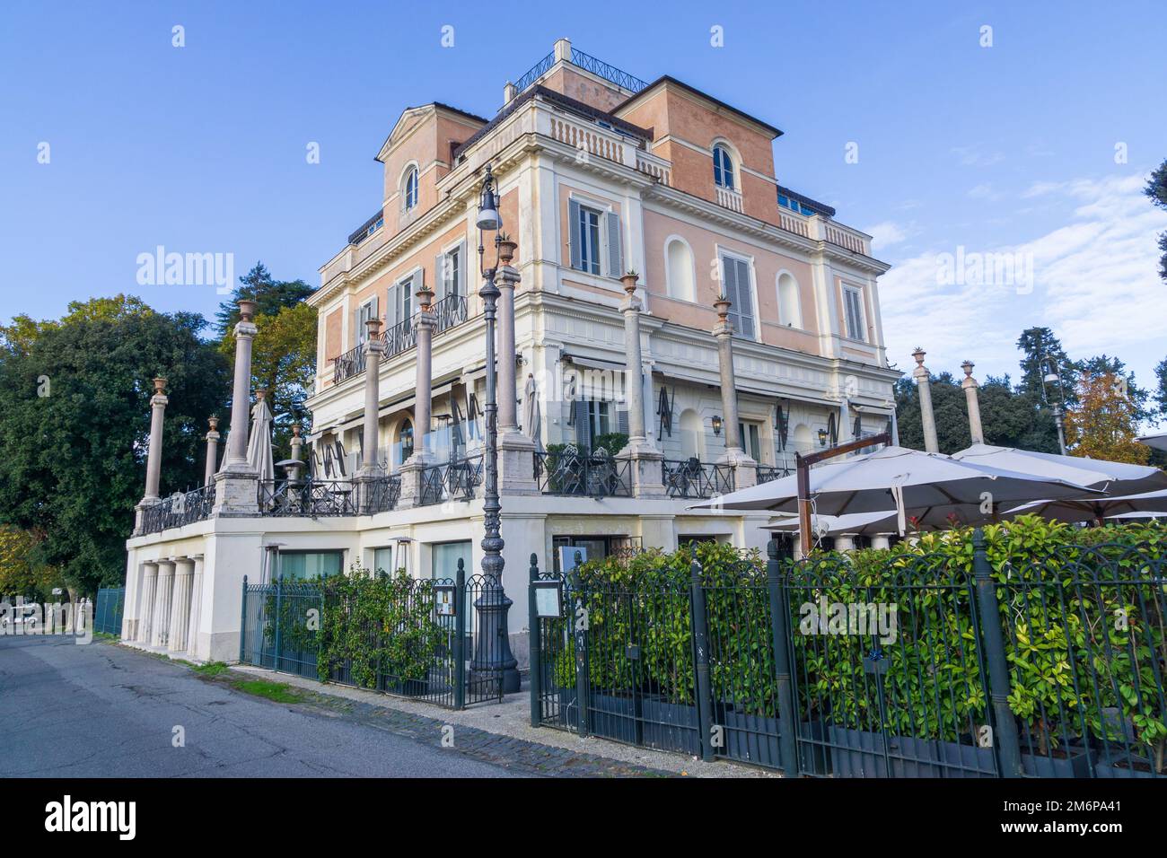 Casina Valadier in the public park Pincian Hill, Villa Borghese gardens ...