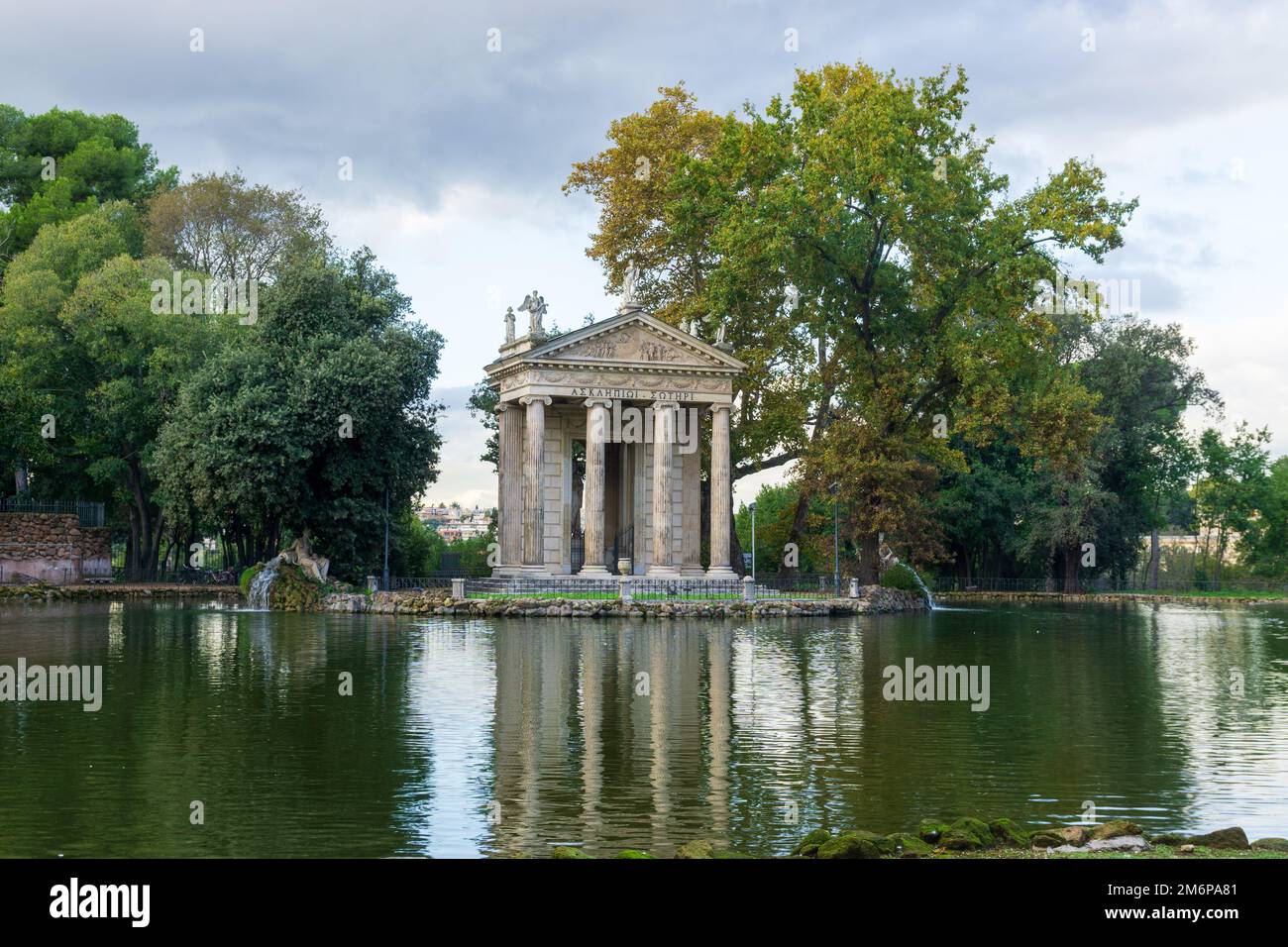 Temple of Aesculapius (19th century) in the public park Pincian Hill ...