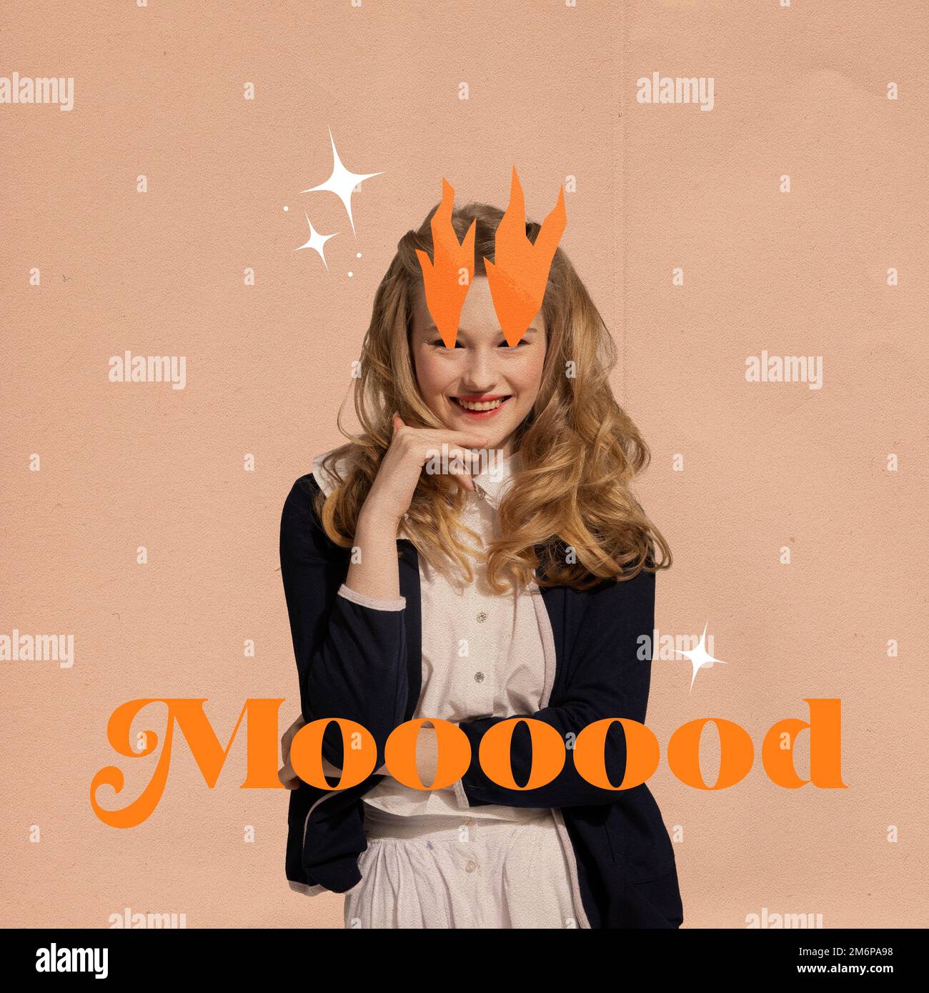 Wink slyly. Charming beautiful stylish young blonde woman with retro ...