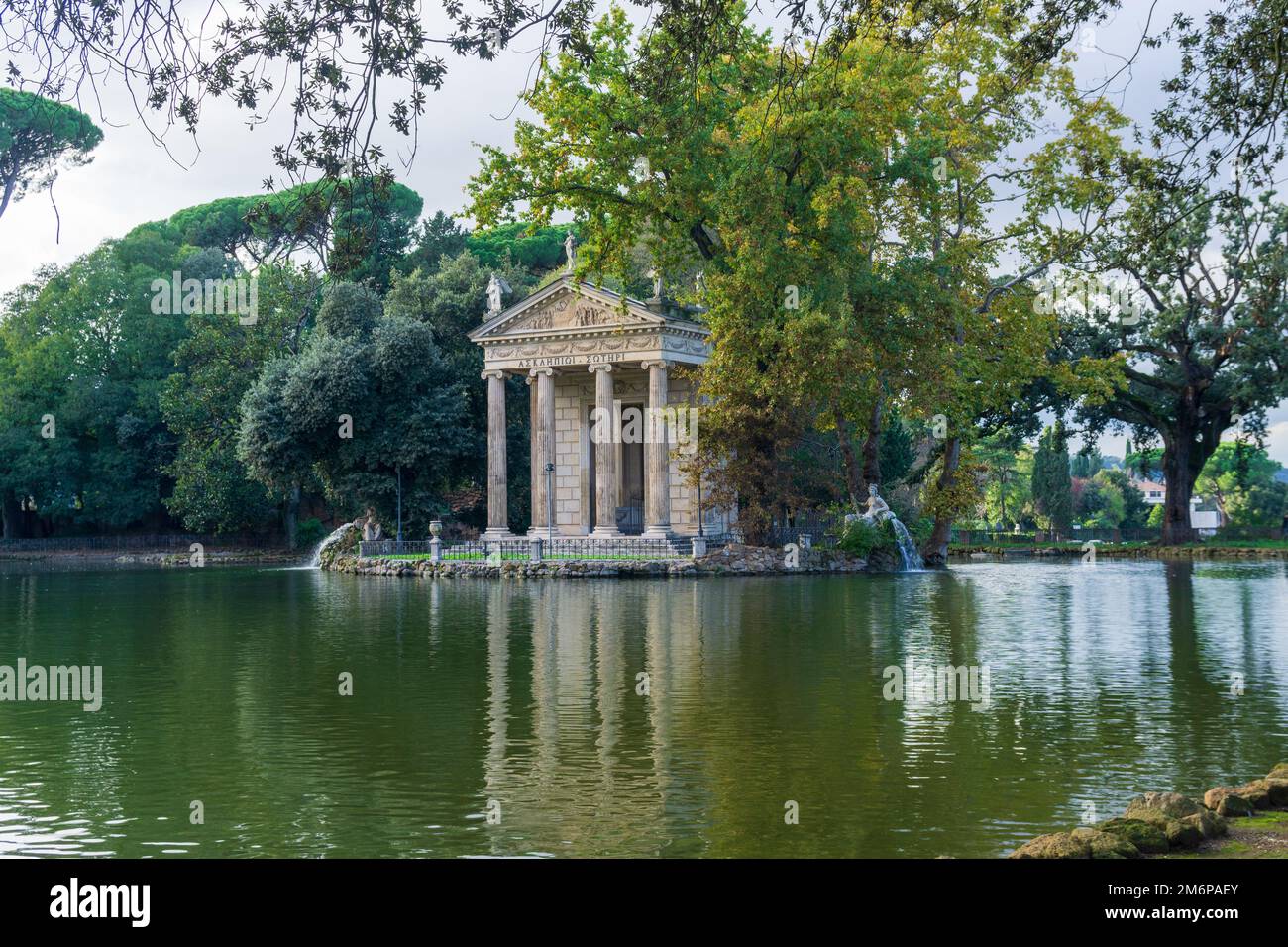 Temple of Aesculapius (19th century) in the public park Pincian Hill ...