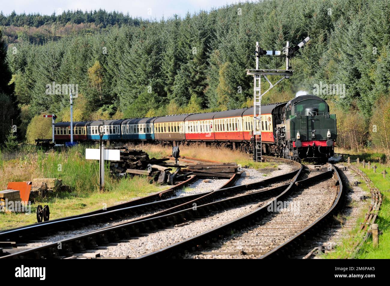 Running tender-first BR Standard Class 4 No 75029 arriving at Levisham ...