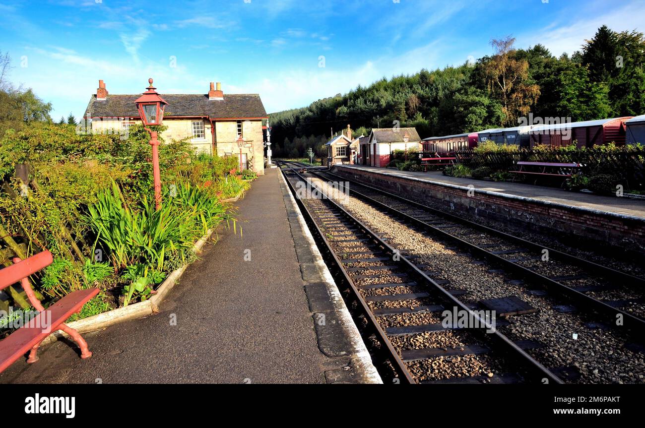 A quiet early morning at Levisham station on the North Yorkshire Moors ...