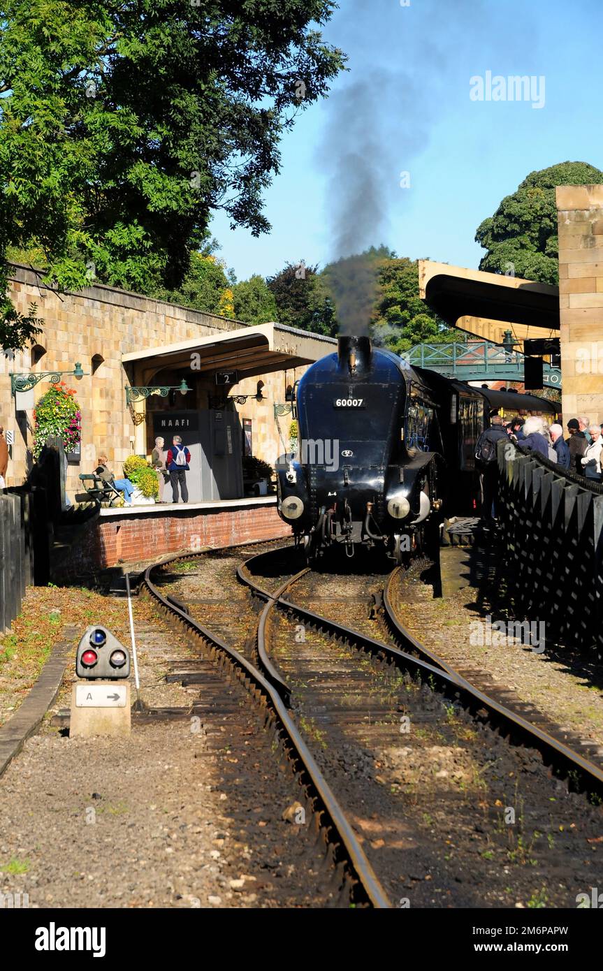 After arriving at Pickering station Class A4 Pacific No 60007 Sir Nigel ...
