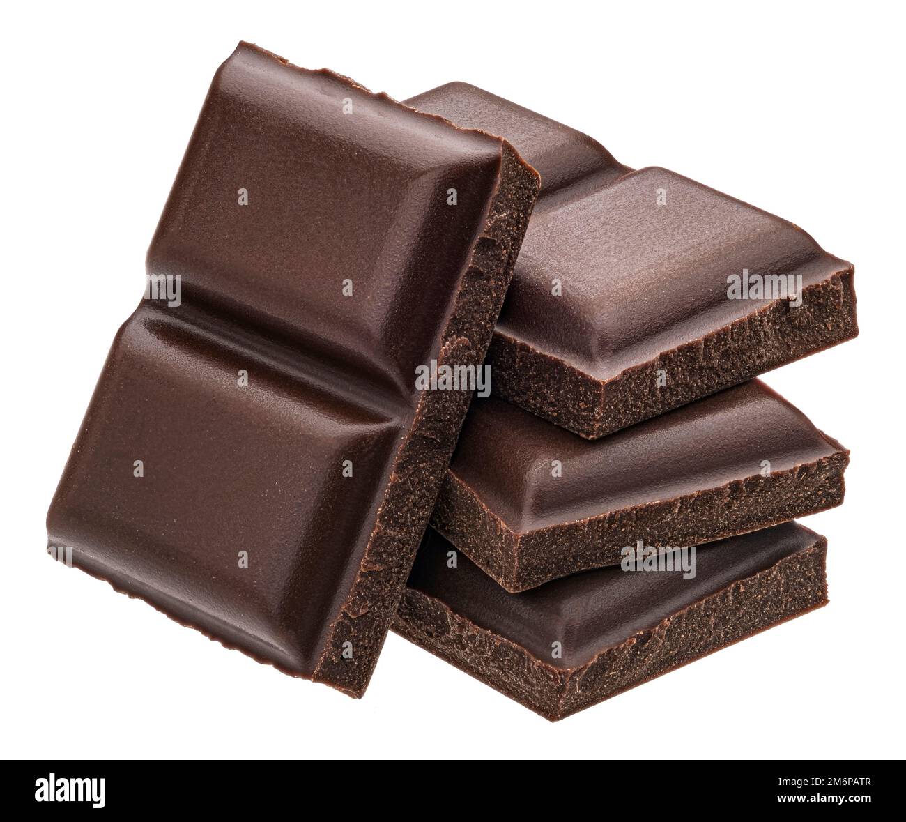 Chocolate pieces stack isolated on white background Stock Photo - Alamy