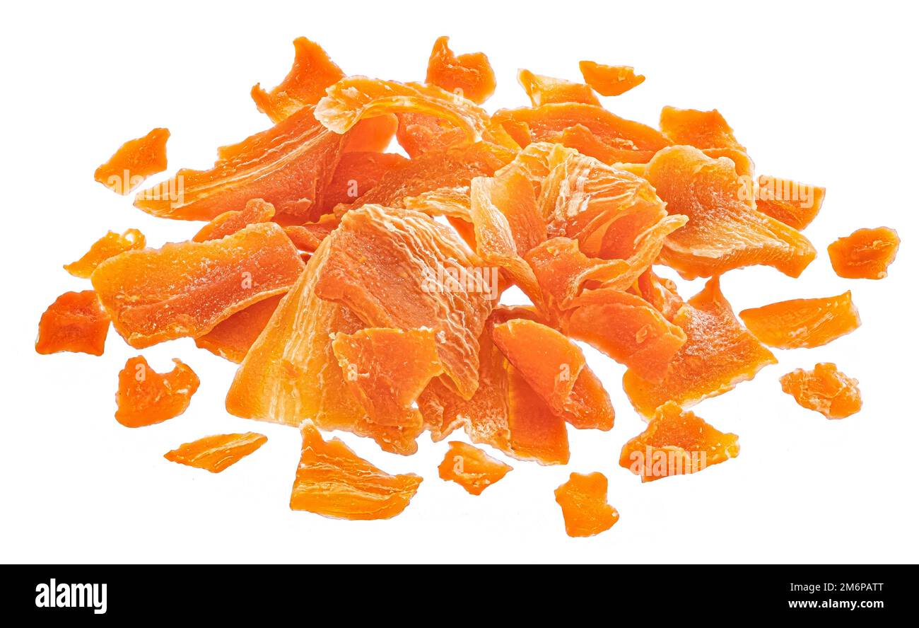 Dry carrot flakes isolated on white background, full depth of field ...