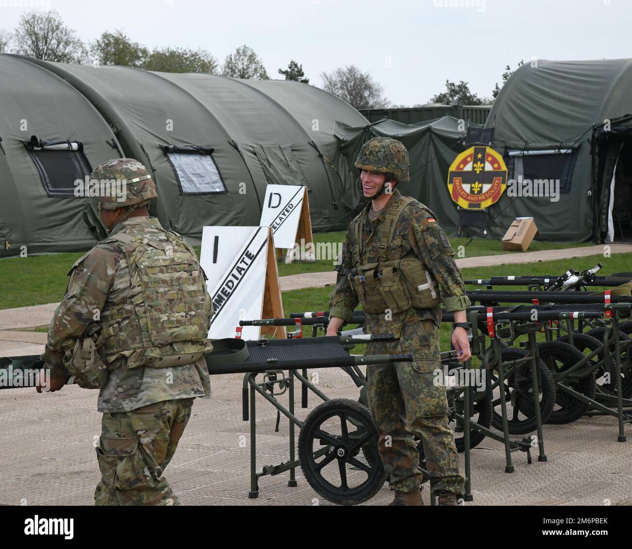 U.S. Army Medic with 512th Field Hospital and a German Bundeswehr Medic ...