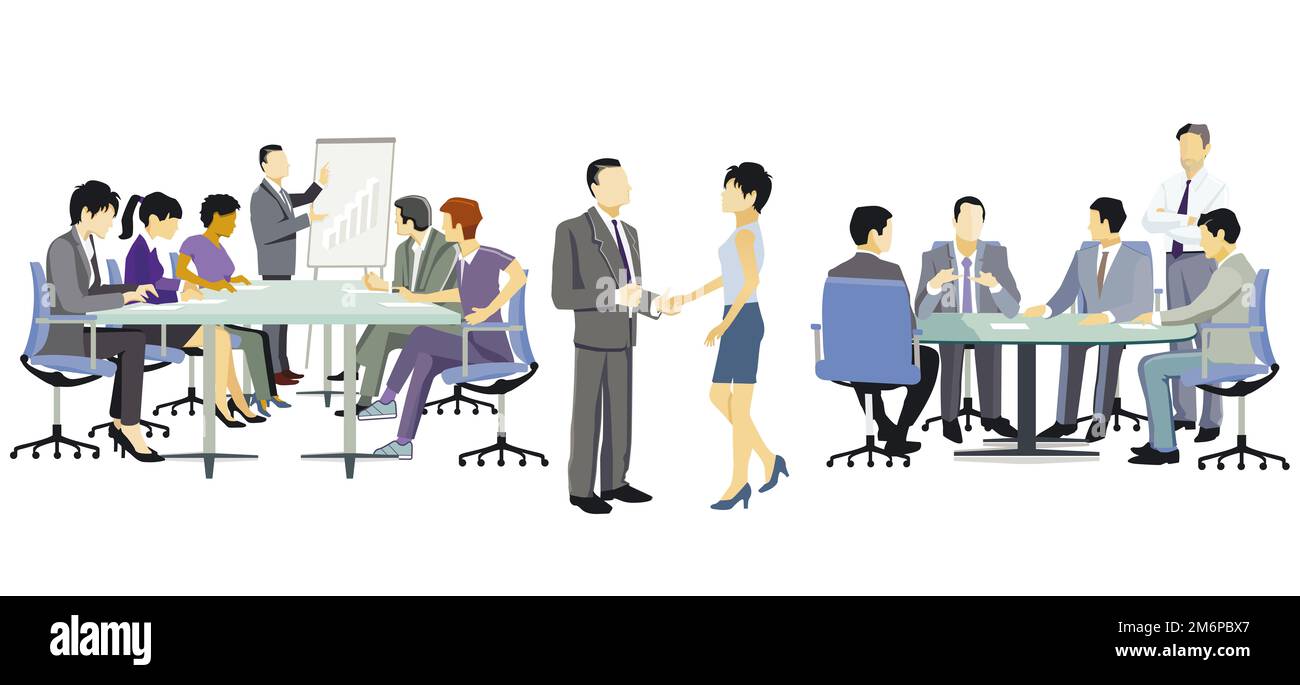Team consultation, business meeting illustration Stock Photo - Alamy