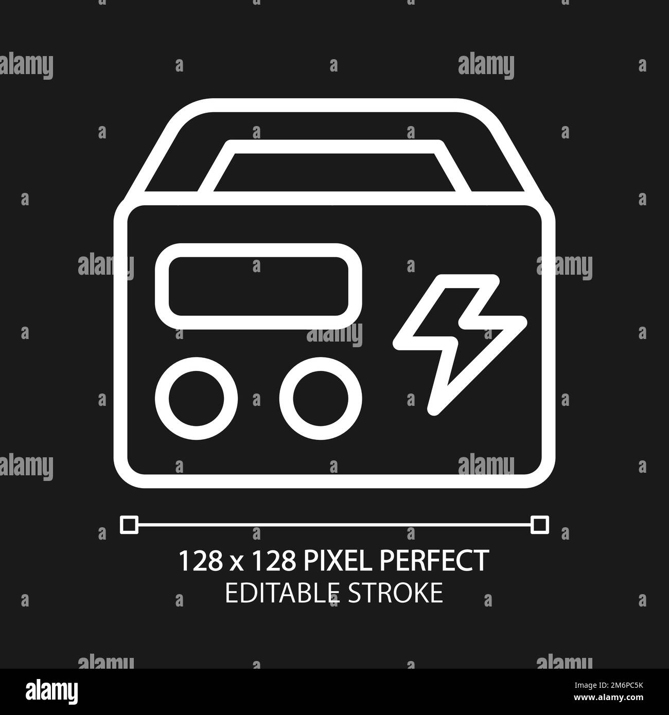 Portable power station pixel perfect white linear icon for dark theme ...
