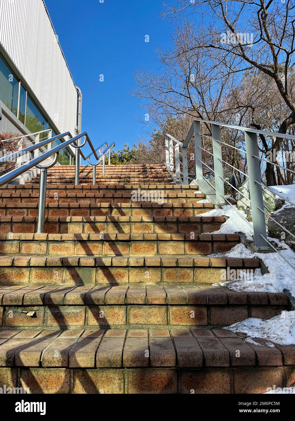 Sky view from the bottom of the stairs Stock Photo - Alamy