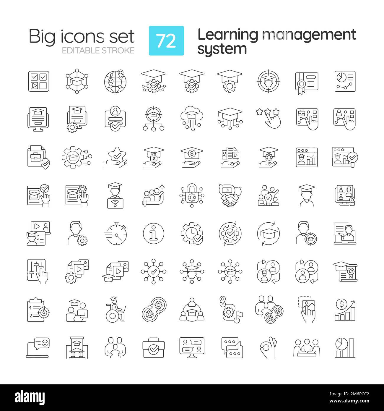 Learning management system linear icons set Stock Vector Image & Art ...