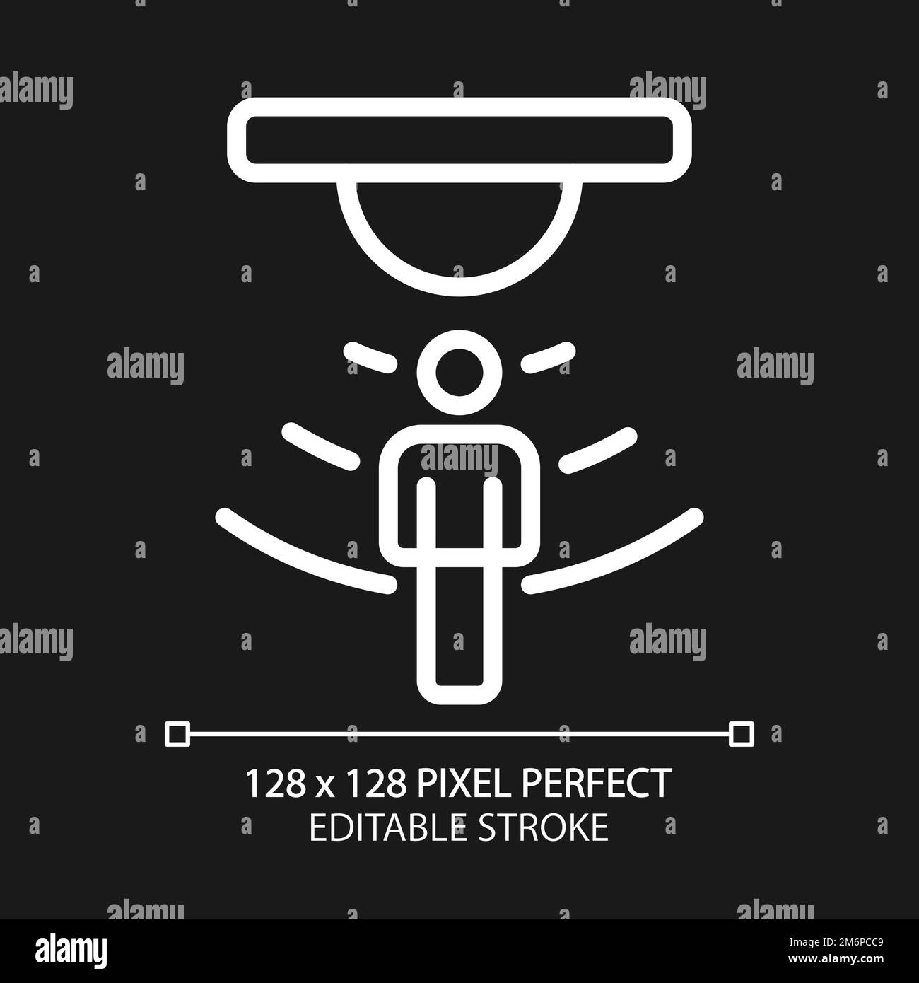 Motion sensor pixel perfect white linear icon for dark theme Stock ...