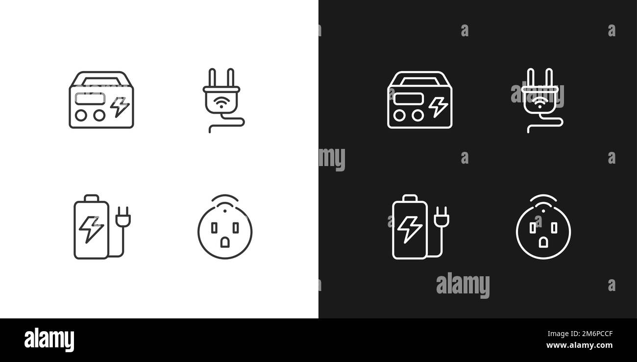 Electric devices pixel perfect linear icons set for dark, light mode ...