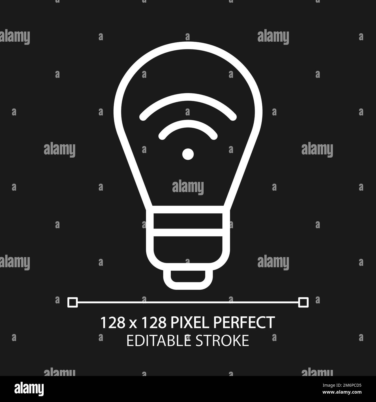 Smart light bulb pixel perfect white linear icon for dark theme Stock ...