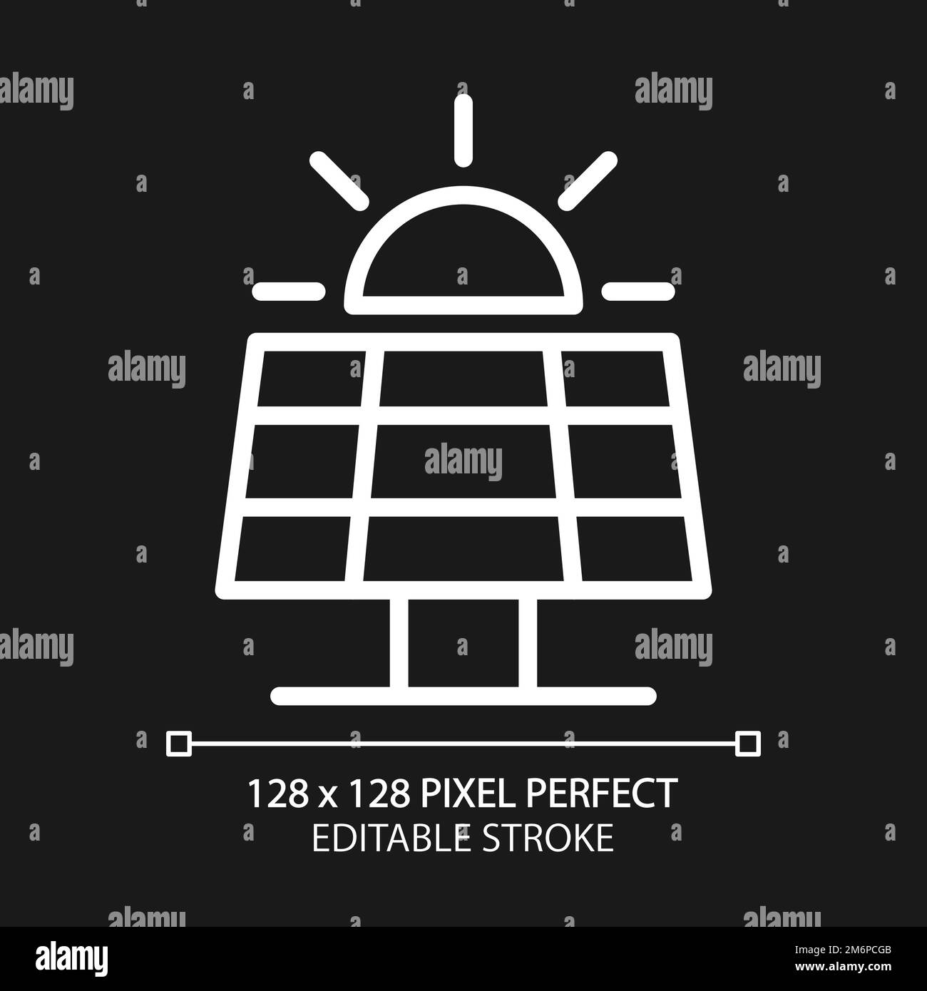 Solar panel pixel perfect white linear icon for dark theme Stock Vector ...