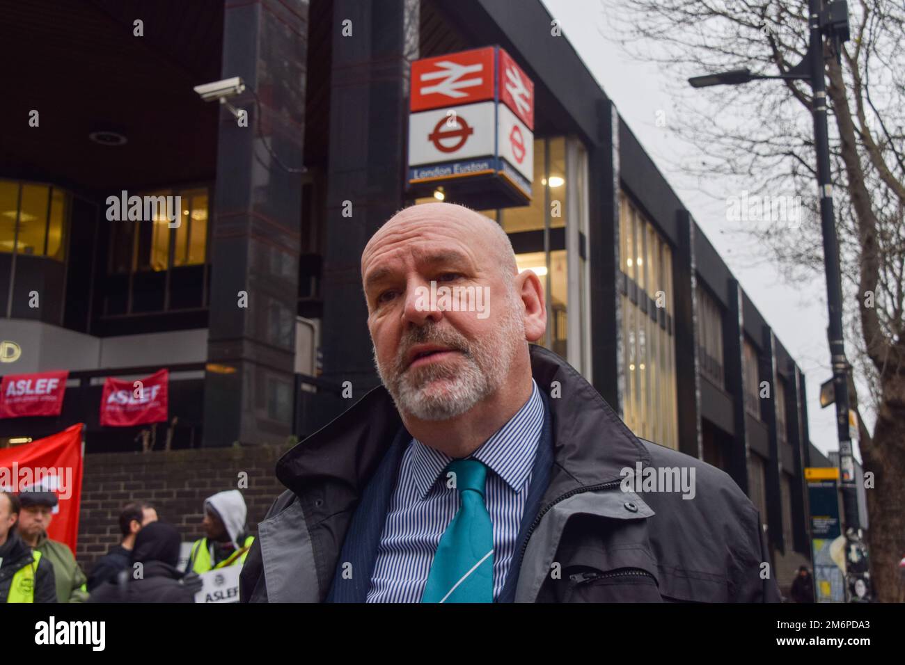 London, UK. 5th January 2023. Mick Whelan, general secretary of ASLEF ...
