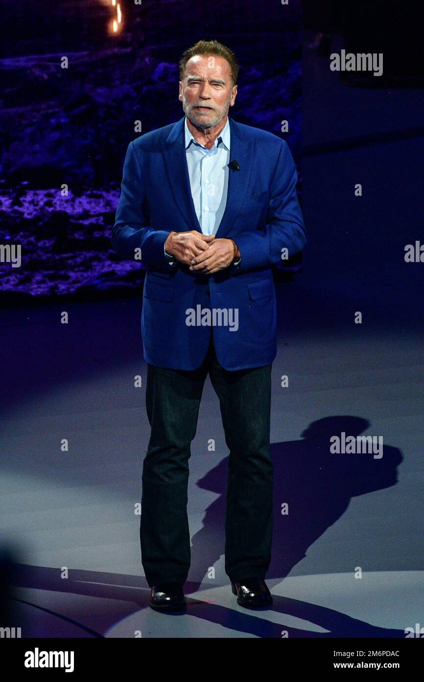 Las Vegas, NV, USA. 4th Jan, 2023. Arnold Schwarzenegger speaks during ...