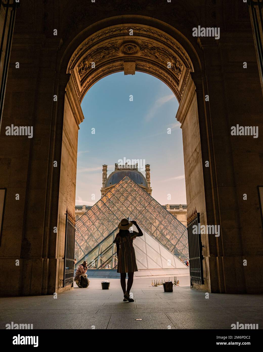 Paris louvre sunset pyramid hi-res stock photography and images - Alamy