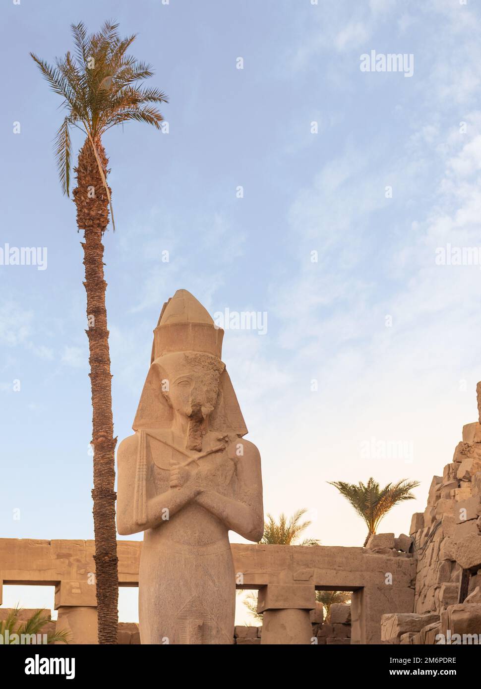 Vertical view of the statue of Ramses II in the temple of Amun-RA in ...