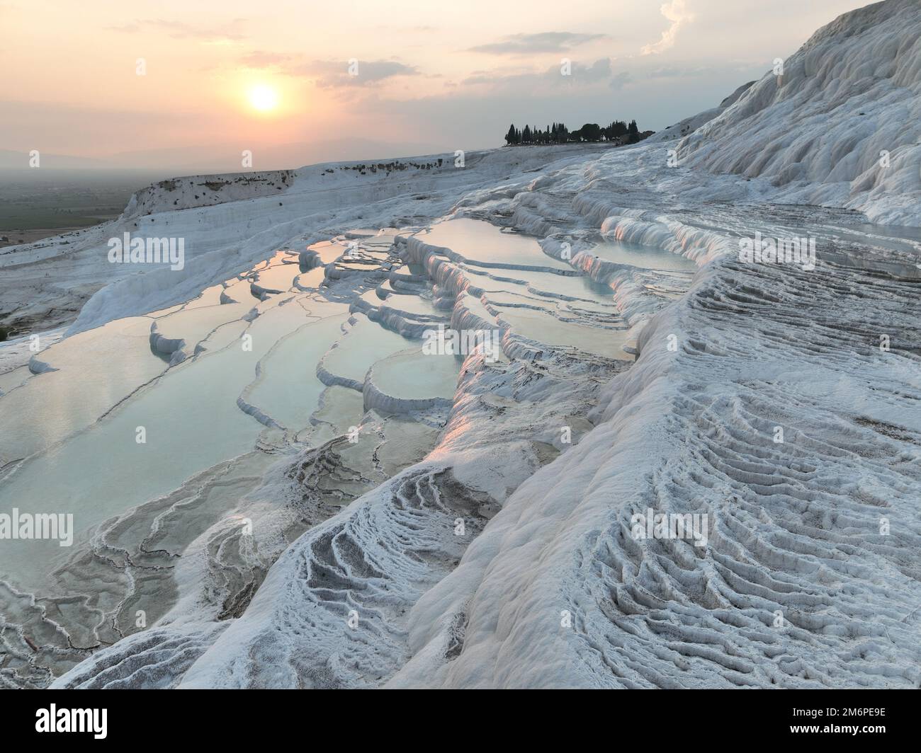 Pamukkale Travertines Cinematic Aerial Drone footage. Turkish famous ...