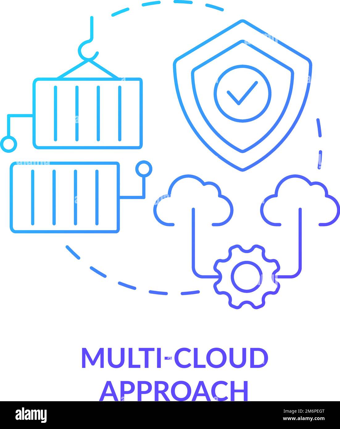 Multi-cloud approach blue gradient concept icon Stock Vector Image ...