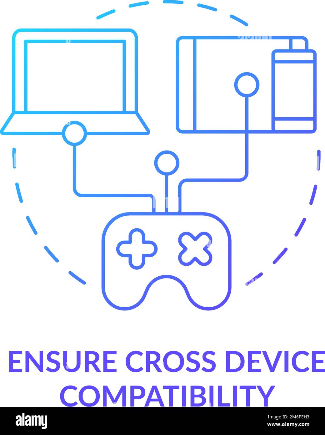 Ensure cross device compatibility blue gradient concept icon Stock ...