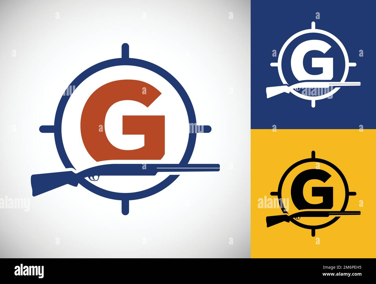 Initial alphabet G with gun and target sign. Inspiration hunting club ...