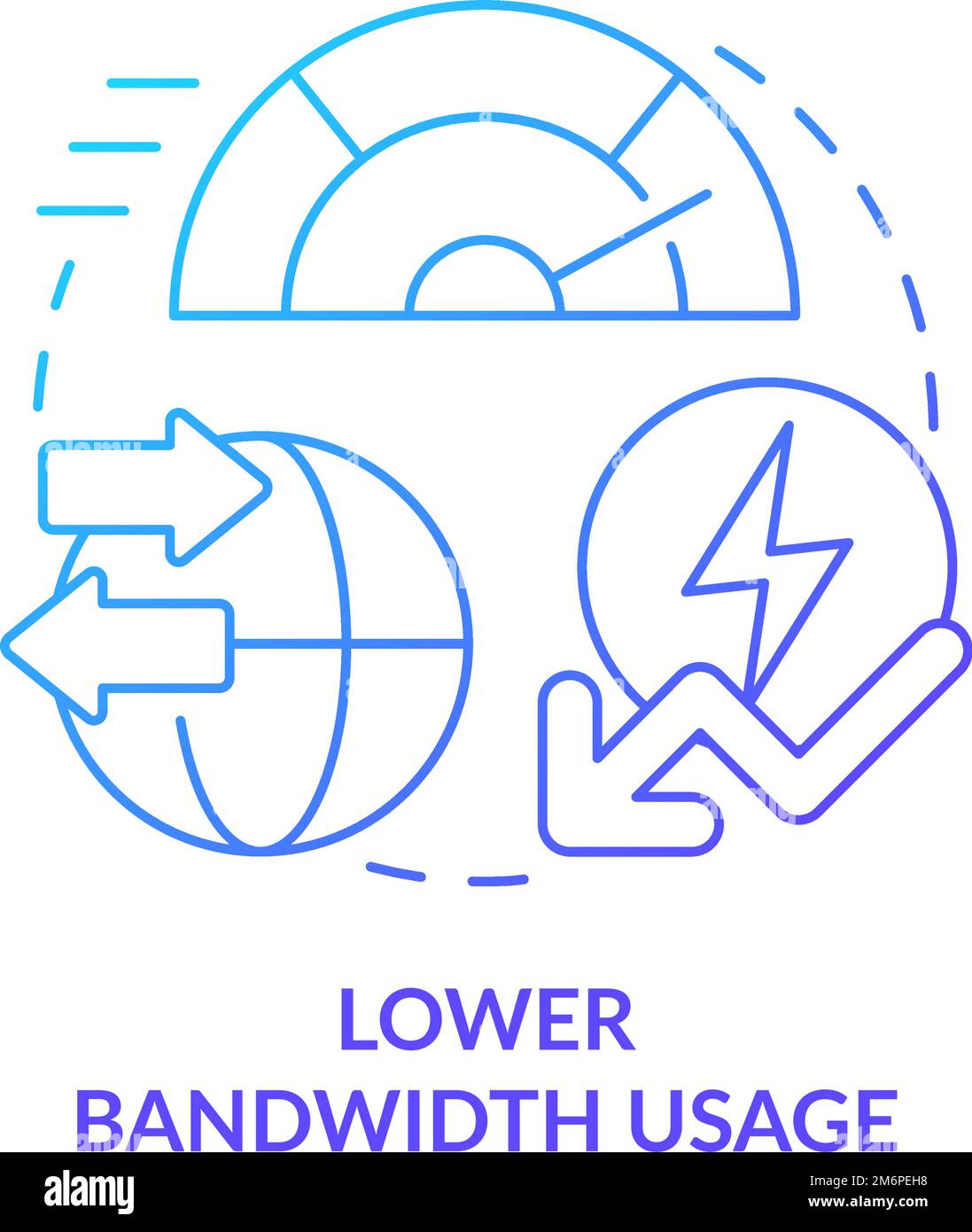 Lower bandwidth usage blue gradient concept icon Stock Vector Image ...