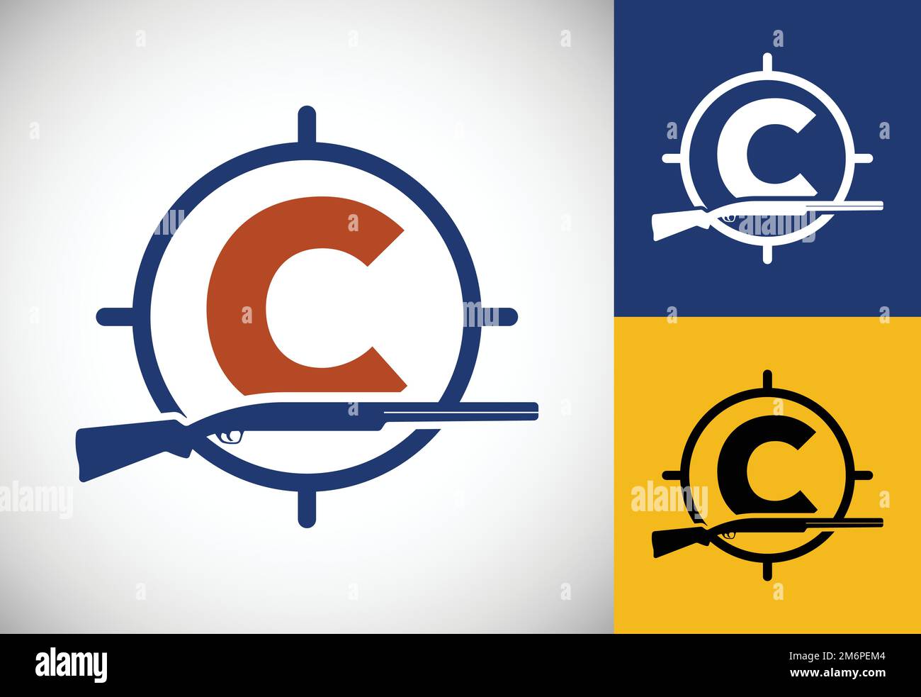 Initial alphabet C with gun and target sign. Inspiration hunting club ...