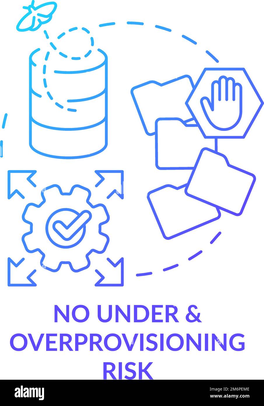 No under overprovisioning risk blue gradient concept icon Stock Vector ...