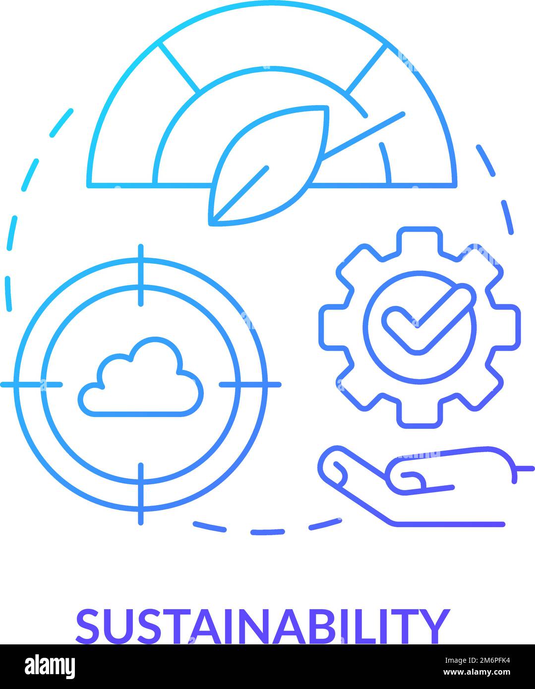 Sustainability in cloud computing blue gradient concept icon Stock ...