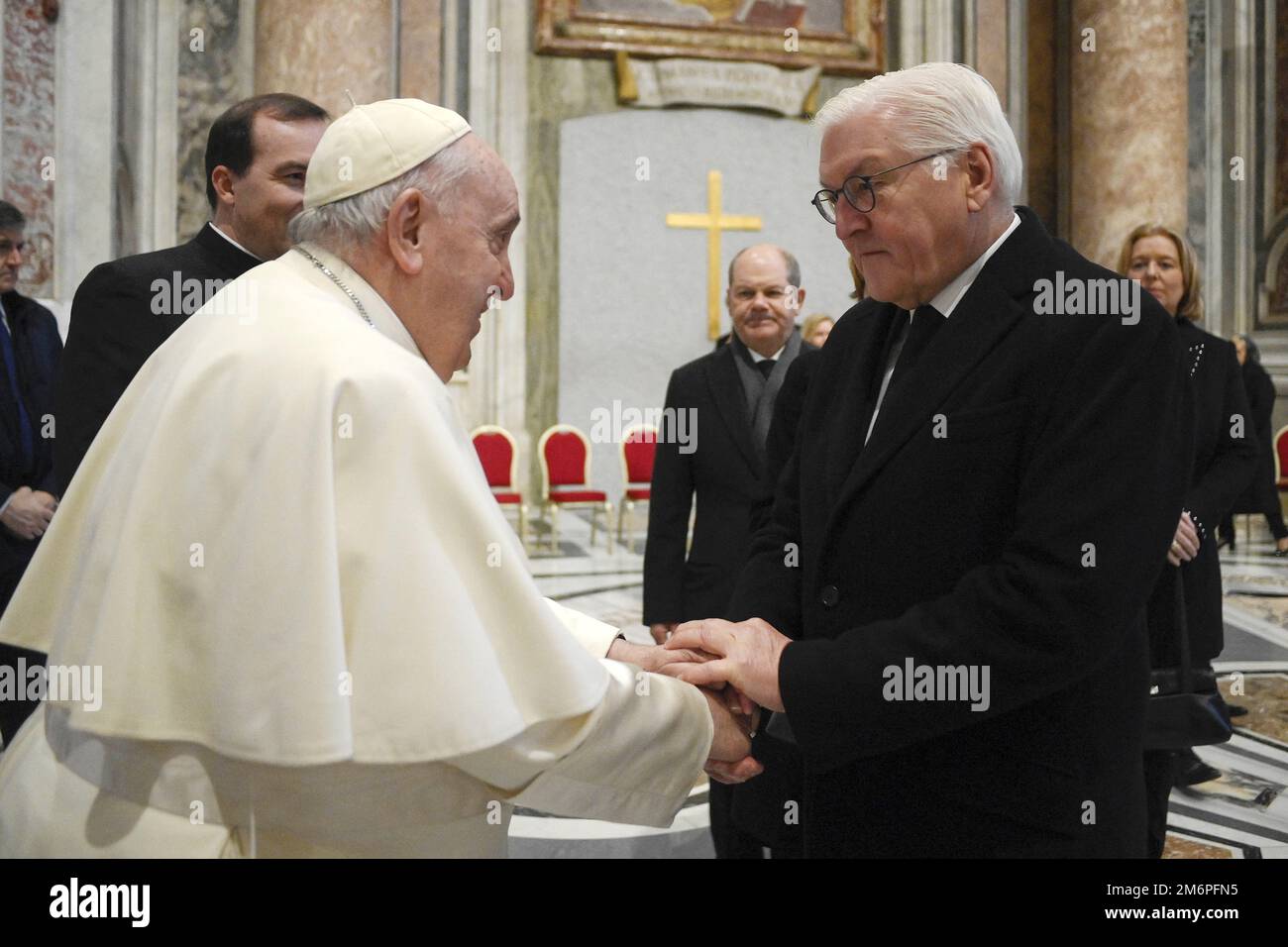 Pope Francis greets German president Frank-Walter Steinmeier before he ...