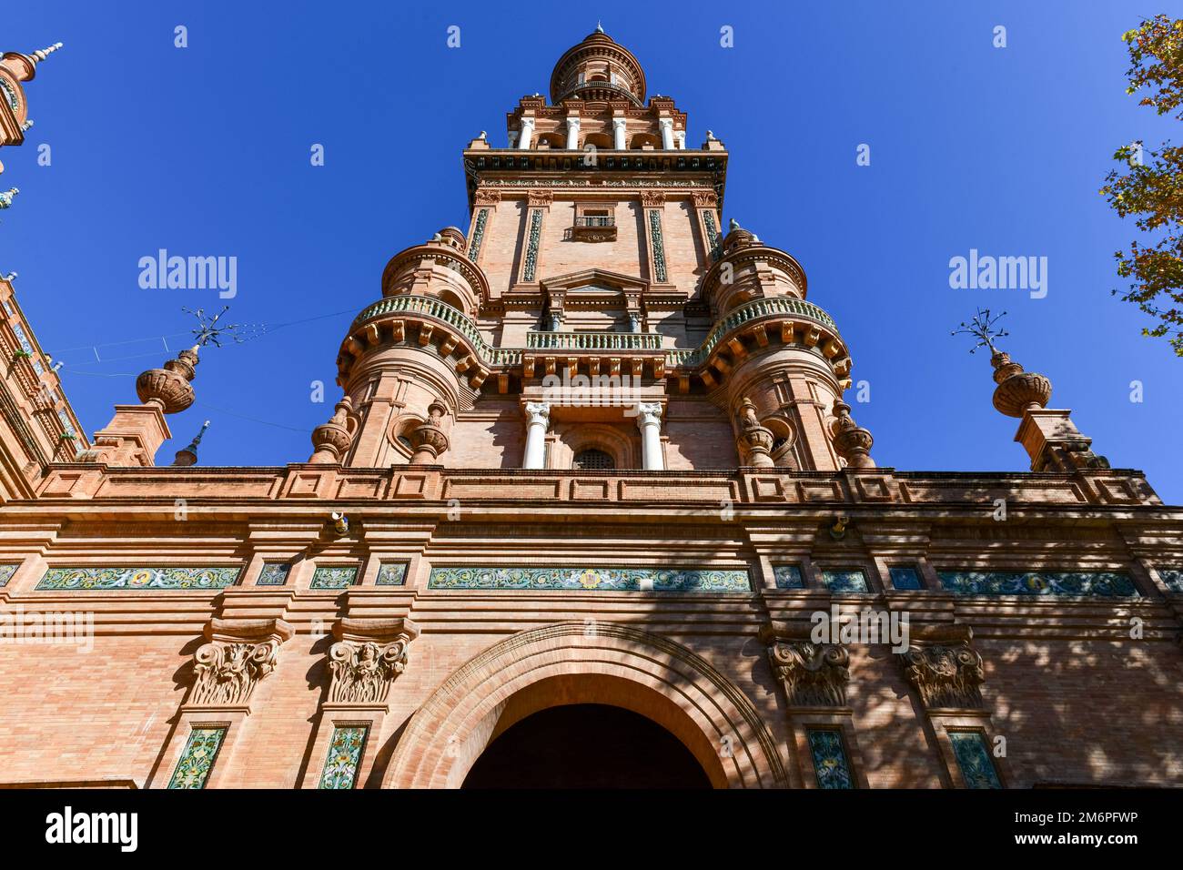 The North Tower of the Spanish Steps in Seville or 'Plaza de España ...