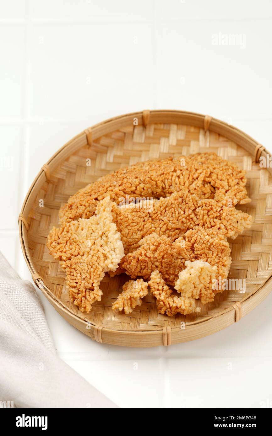 Crispy Rice Crust Korean Nurungji or Indonesian Kerak Nasi on Bamboo ...