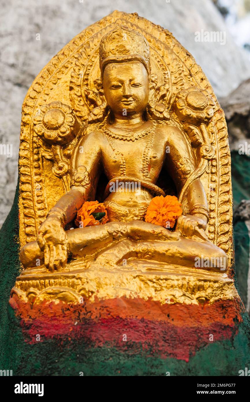 Golden Budda Statue placecd at Buddha Park, Kathmandu Nepal Stock Photo ...