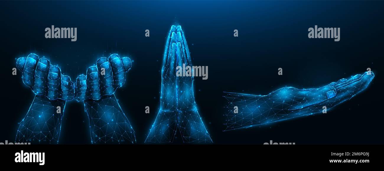 Abstract vector illustration of hand gestures, pleading, giving hand ...