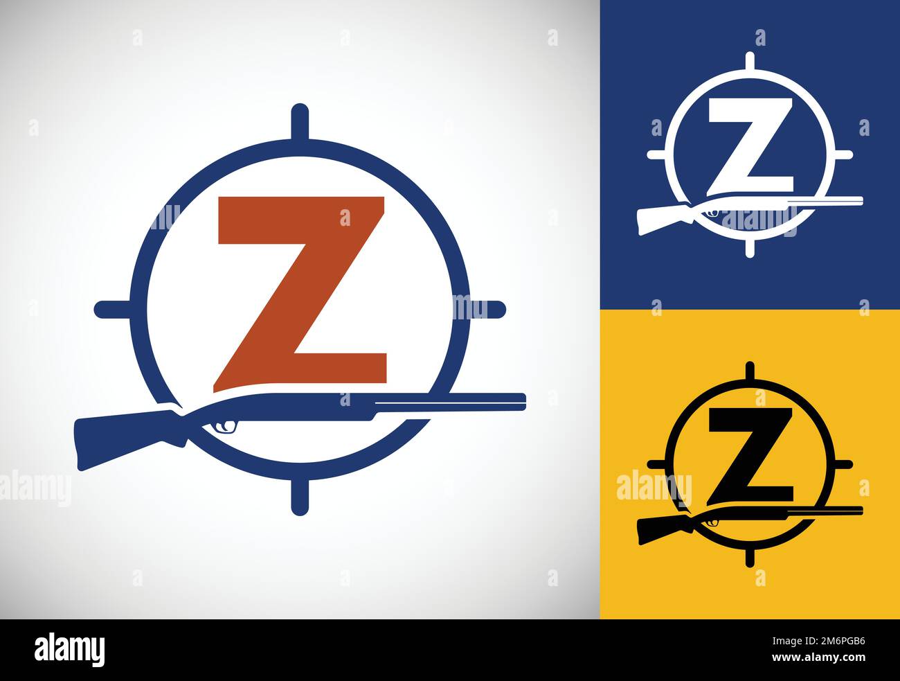 Initial alphabet Z with gun and target sign. Inspiration hunting club ...