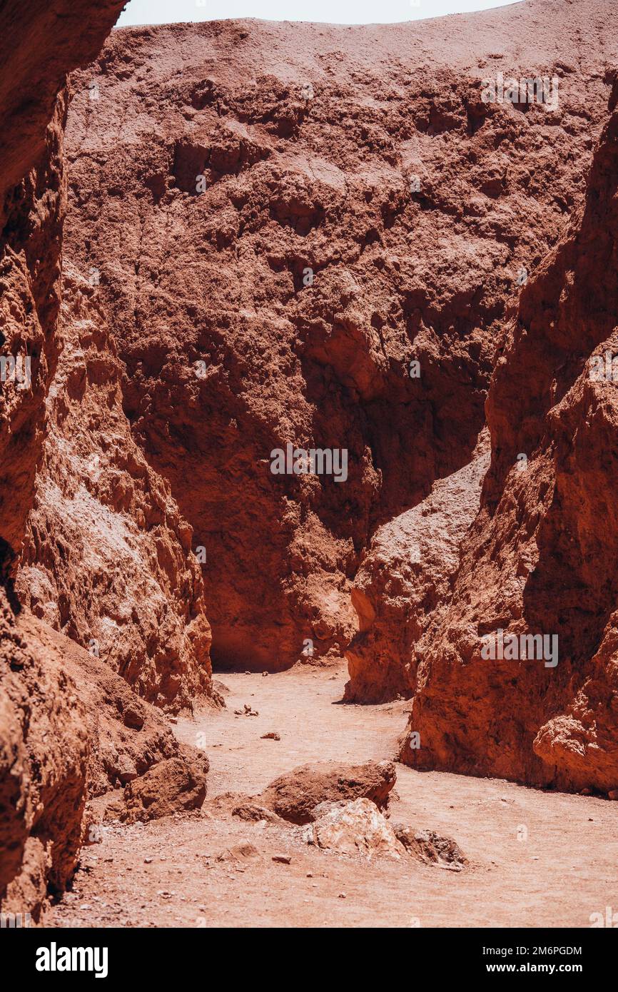 Rainbow Valley red rocks in San Pedro de Atacama Desert Chile Stock ...