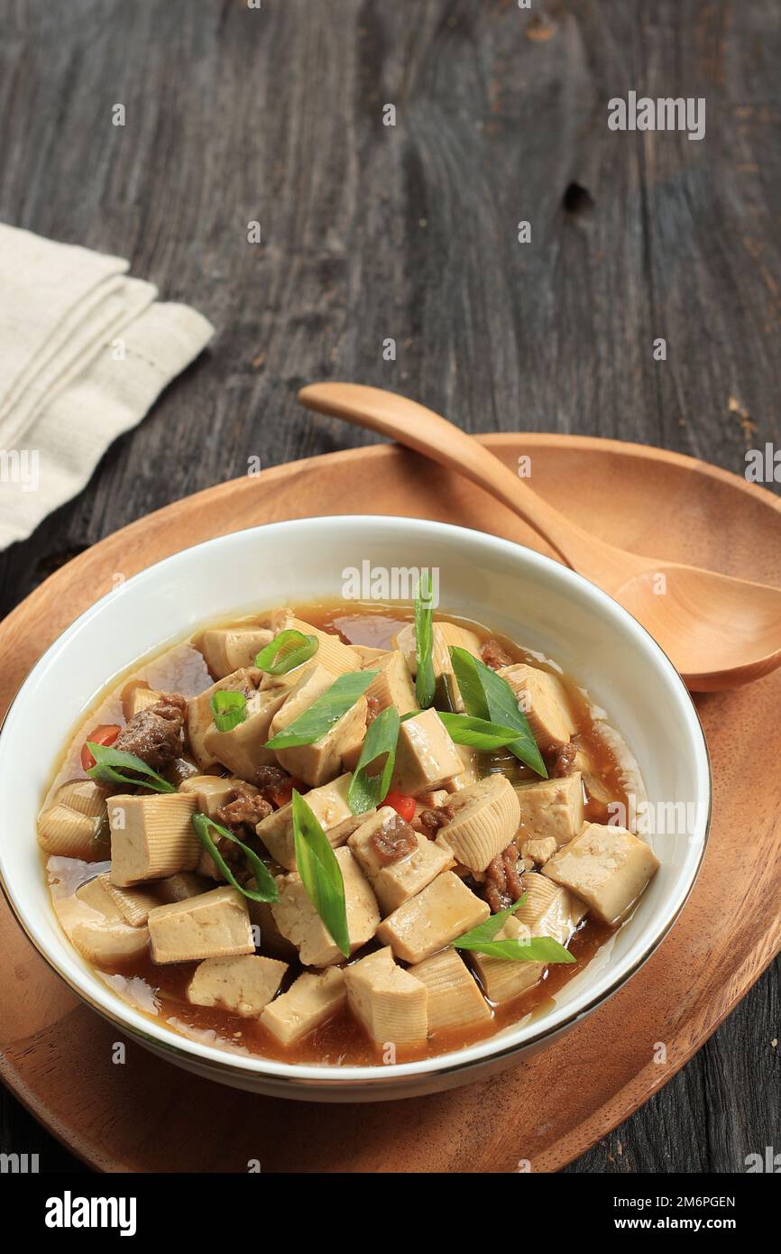 Mapo Doufu or Mapo Tofu, Cubed Bean Curd with Spicy Soy Sauce, Sezchuan ...