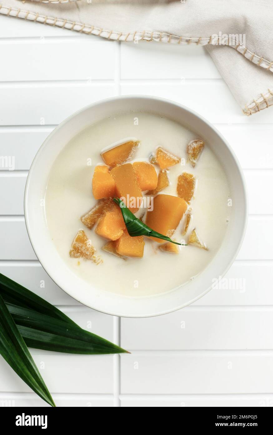 Top View Kolak Labu Kuning or Thai Sweet Dessert Pumpkin with COconut ...