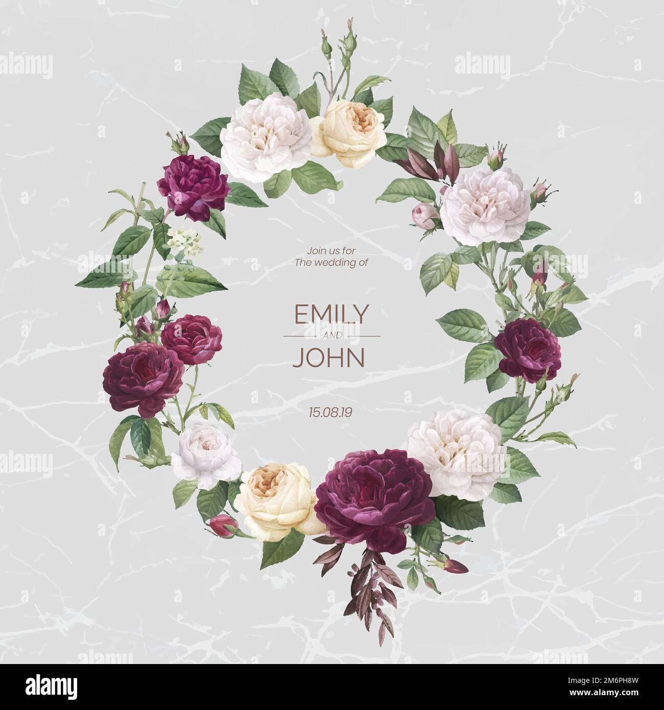 Floral wreath on a marble textured background vector Stock Vector Image & Art - Alamy