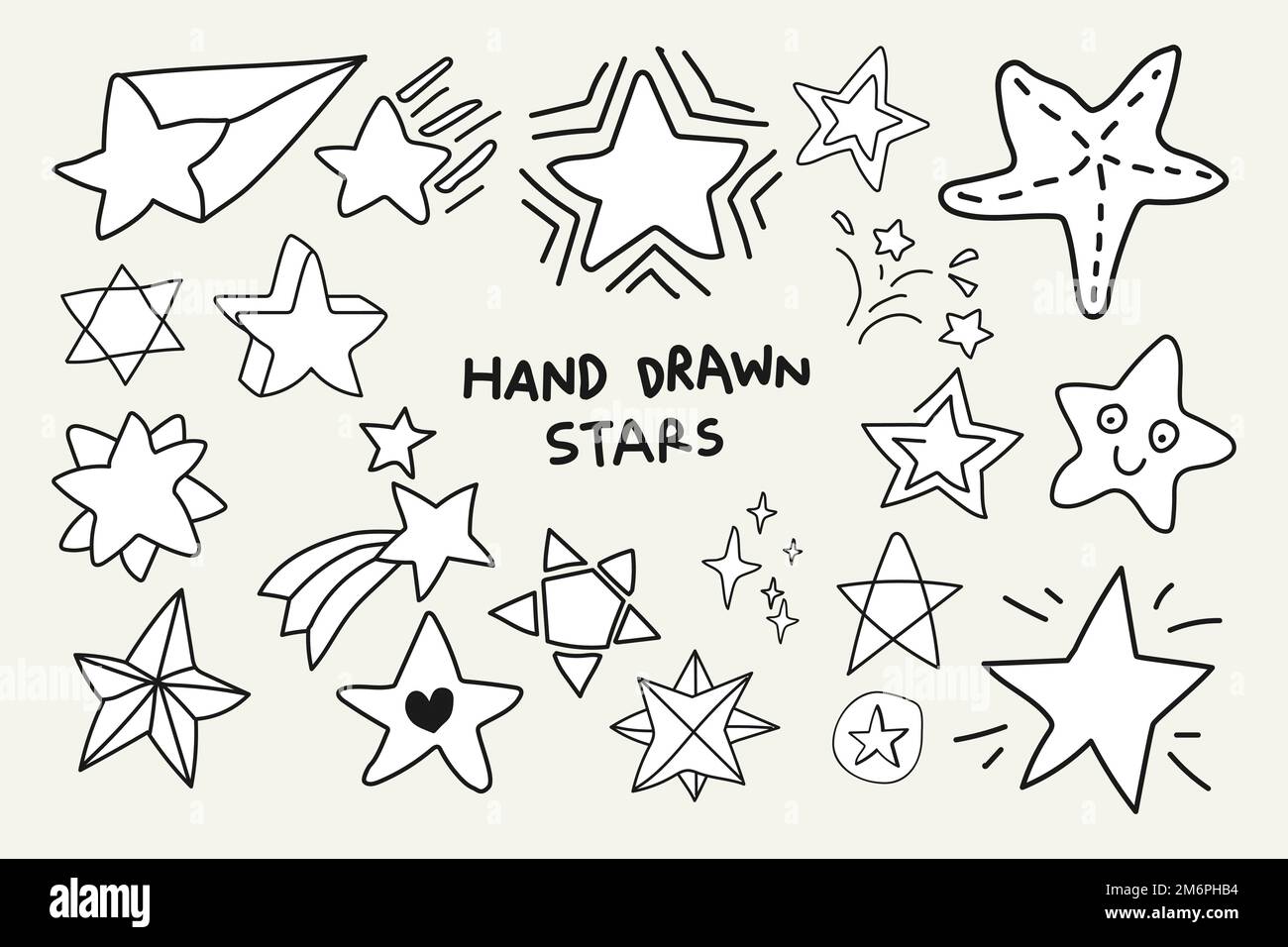 Hand drawn white star vectors collection Stock Vector Image & Art - Alamy