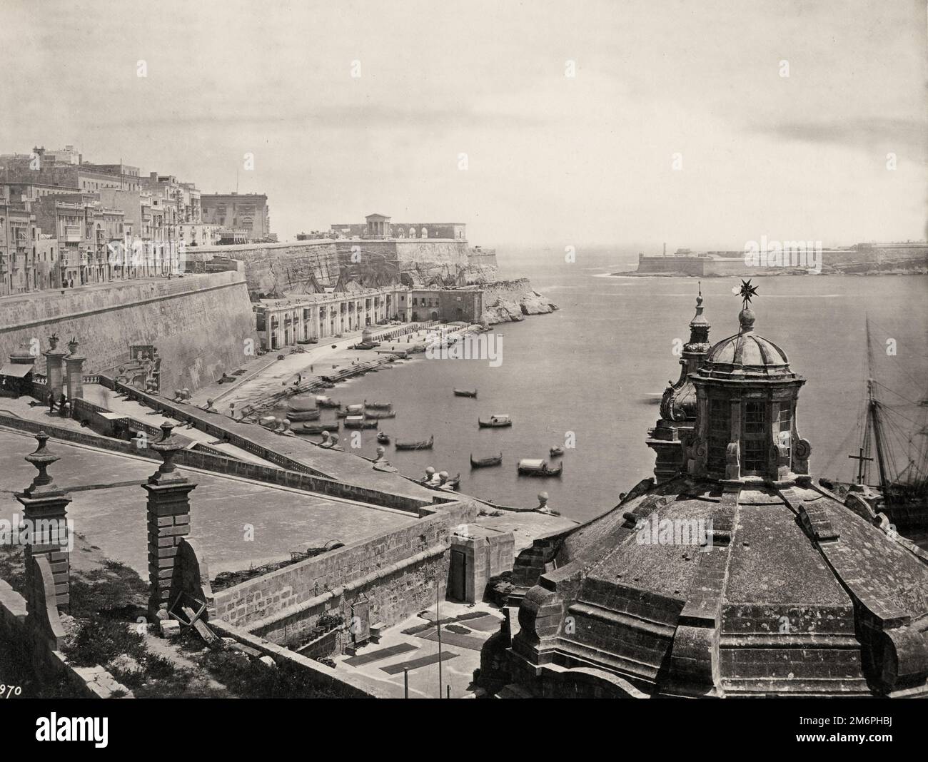 19th century photograph: Grand Harbour Valletta, Malta Stock Photo - Alamy