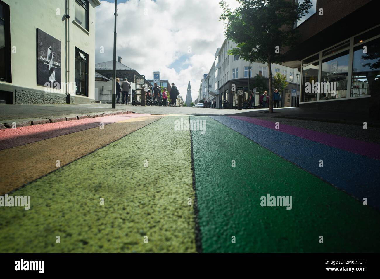 Hallgrimskirkja rainbow road hi-res stock photography and images - Alamy